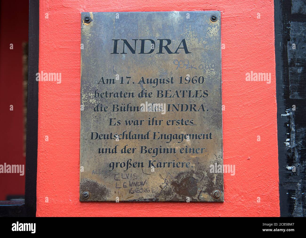 Hamburg, Germany. 23rd July, 2020. An info sign about the Beatles hangs ...