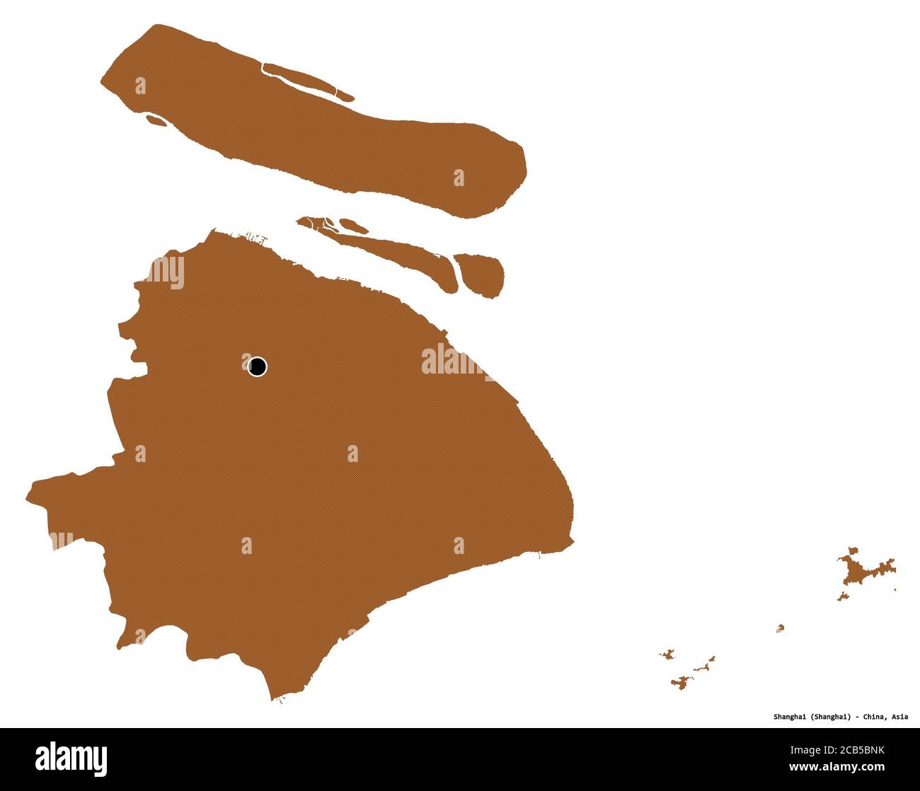 Shape of Shanghai, municipality of China, with its capital isolated on ...