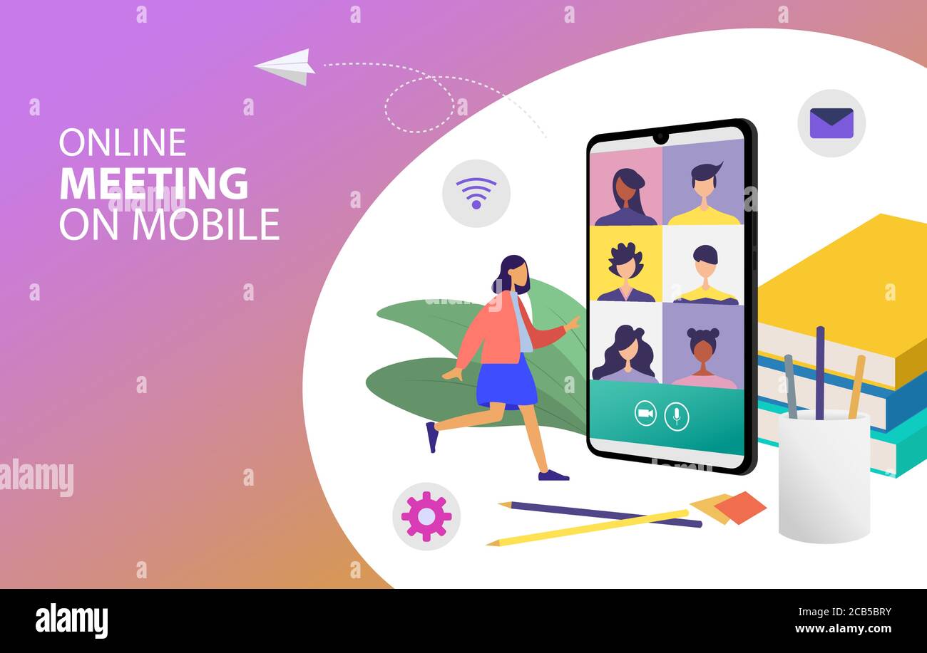 Digital Meeting Teleconference Online internet on phone, mobile website ...