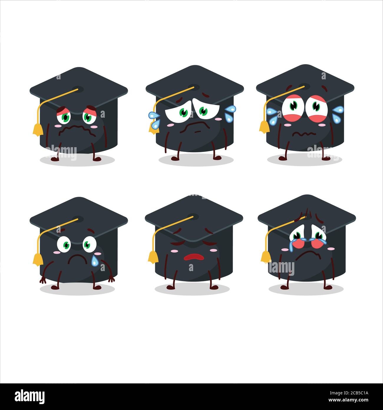 College hat cartoon character with sad expression Stock Vector Image ...
