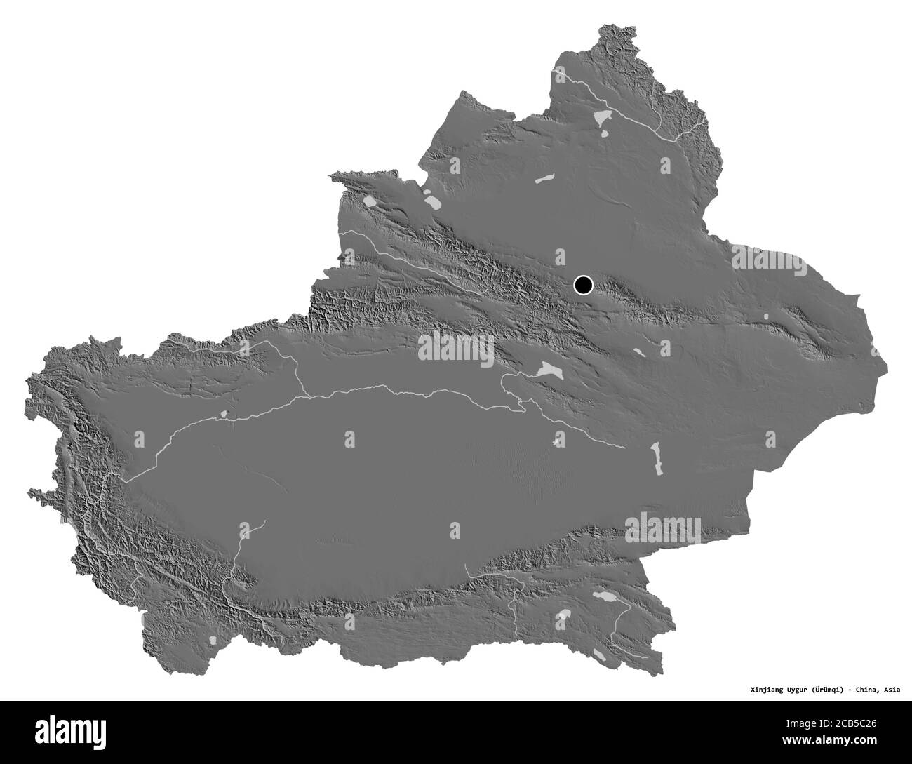 Shape of Xinjiang Uygur, autonomous region of China, with its capital ...