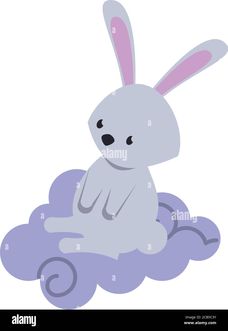 cute rabbit in cloud flat style icon vector illustration design Stock ...