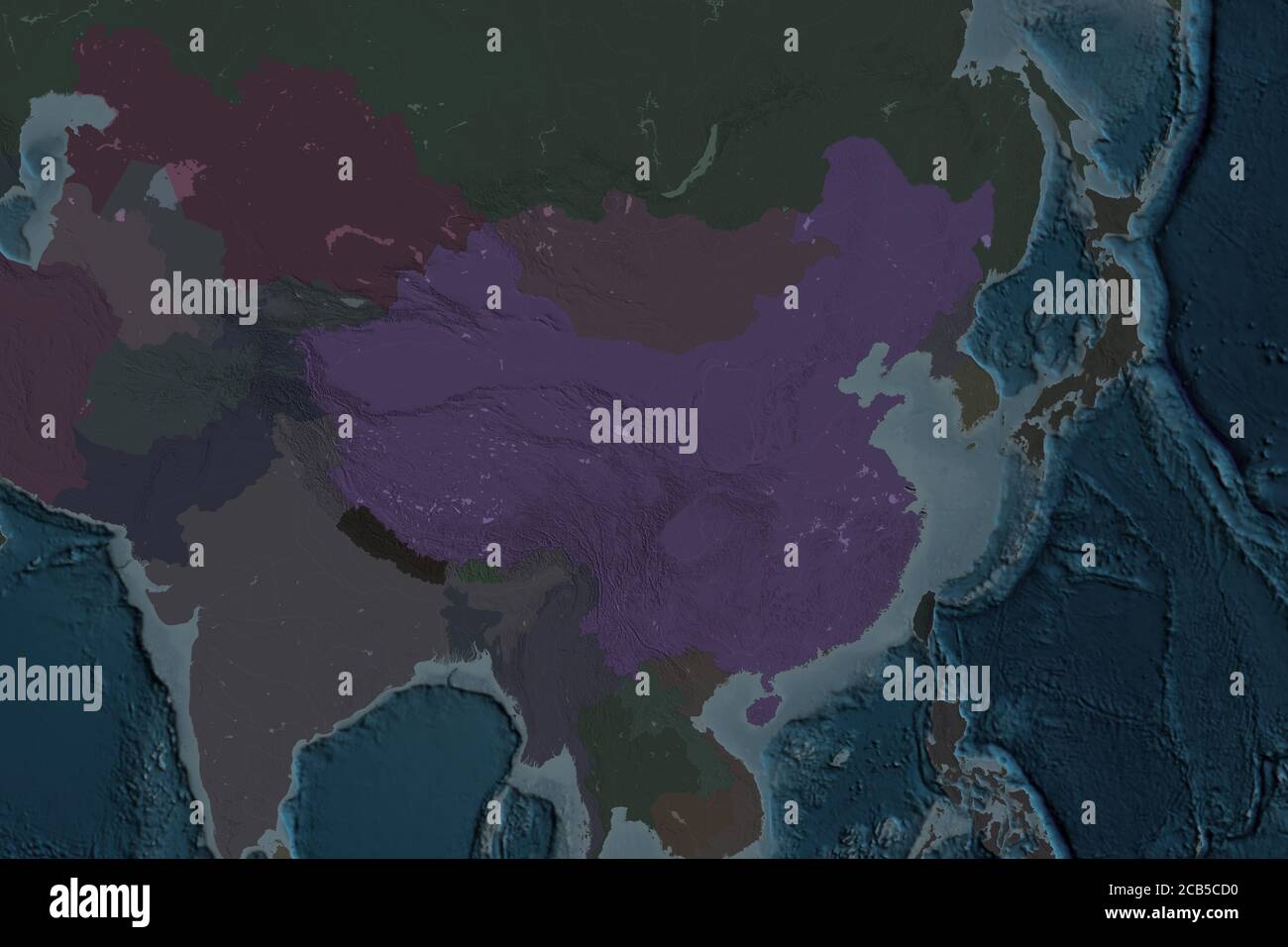 Shape of China separated by the desaturation of neighboring areas ...