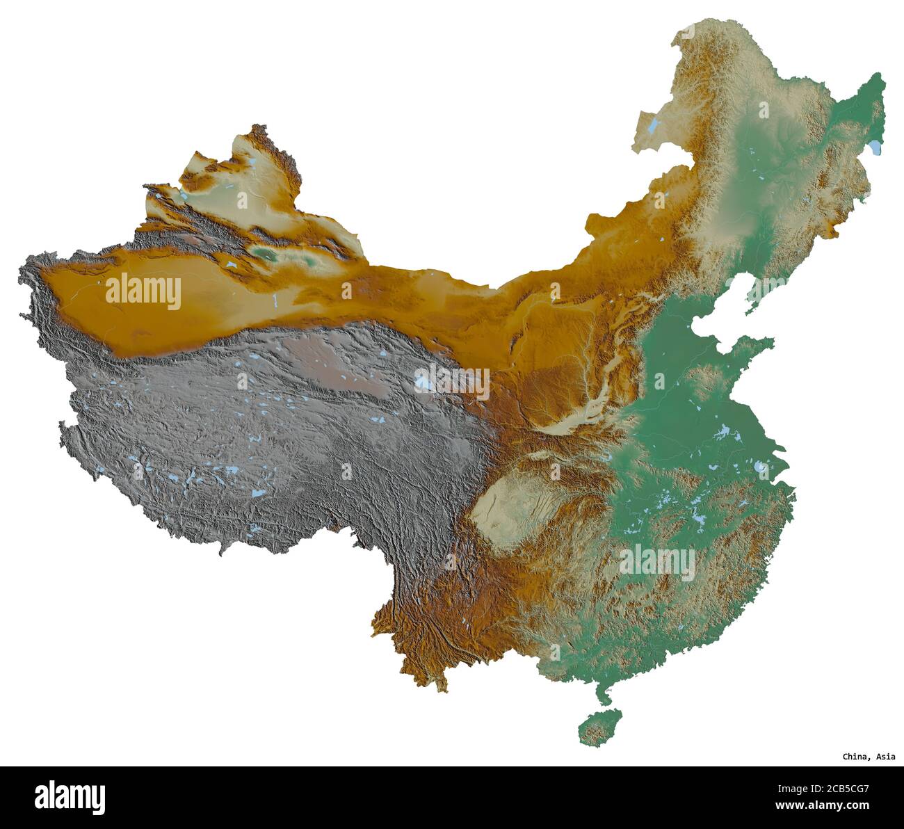 Shape of China with its capital isolated on white background ...