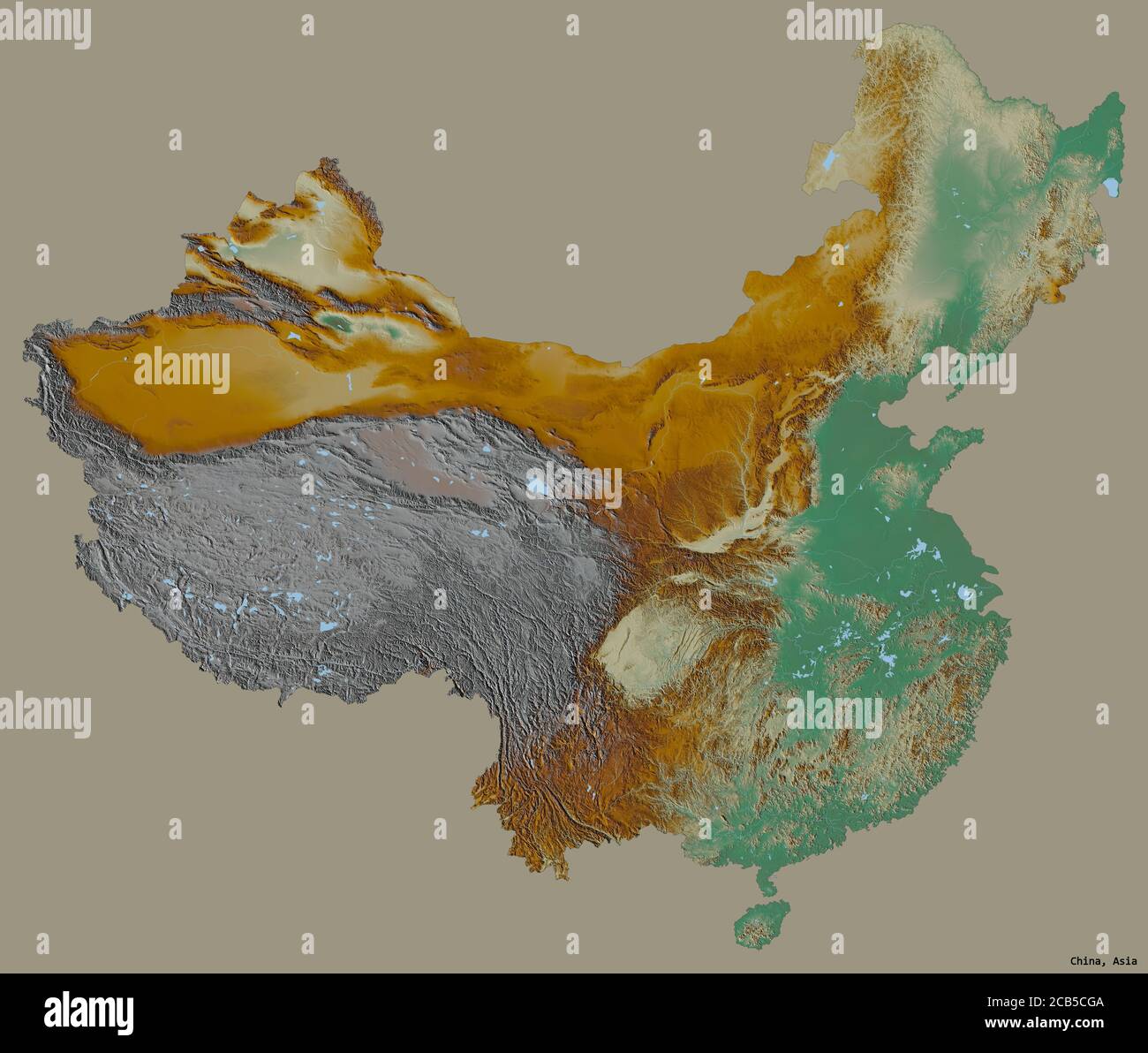 Shape of China with its capital isolated on a solid color background ...