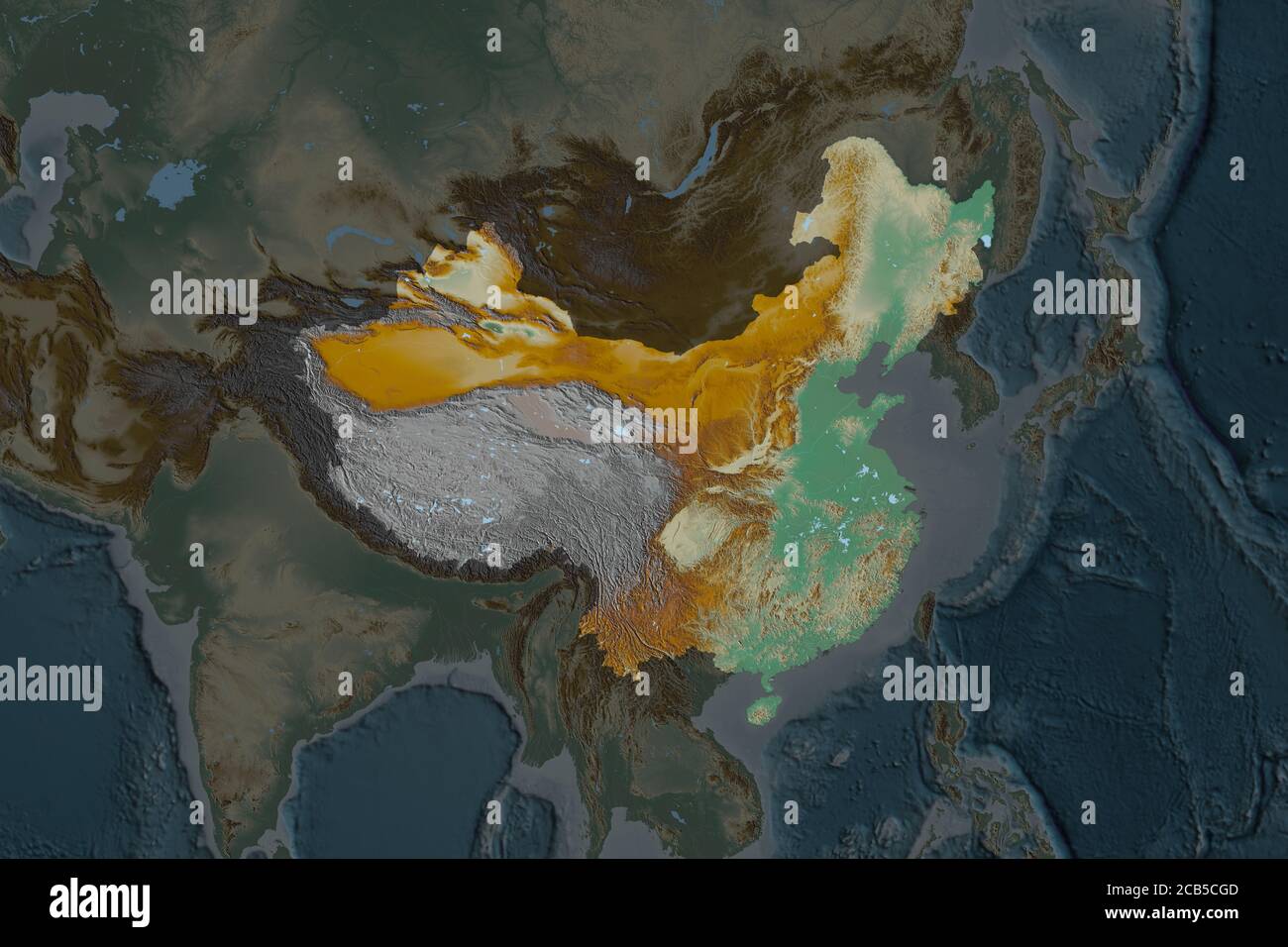 Shape of China separated by the desaturation of neighboring areas ...