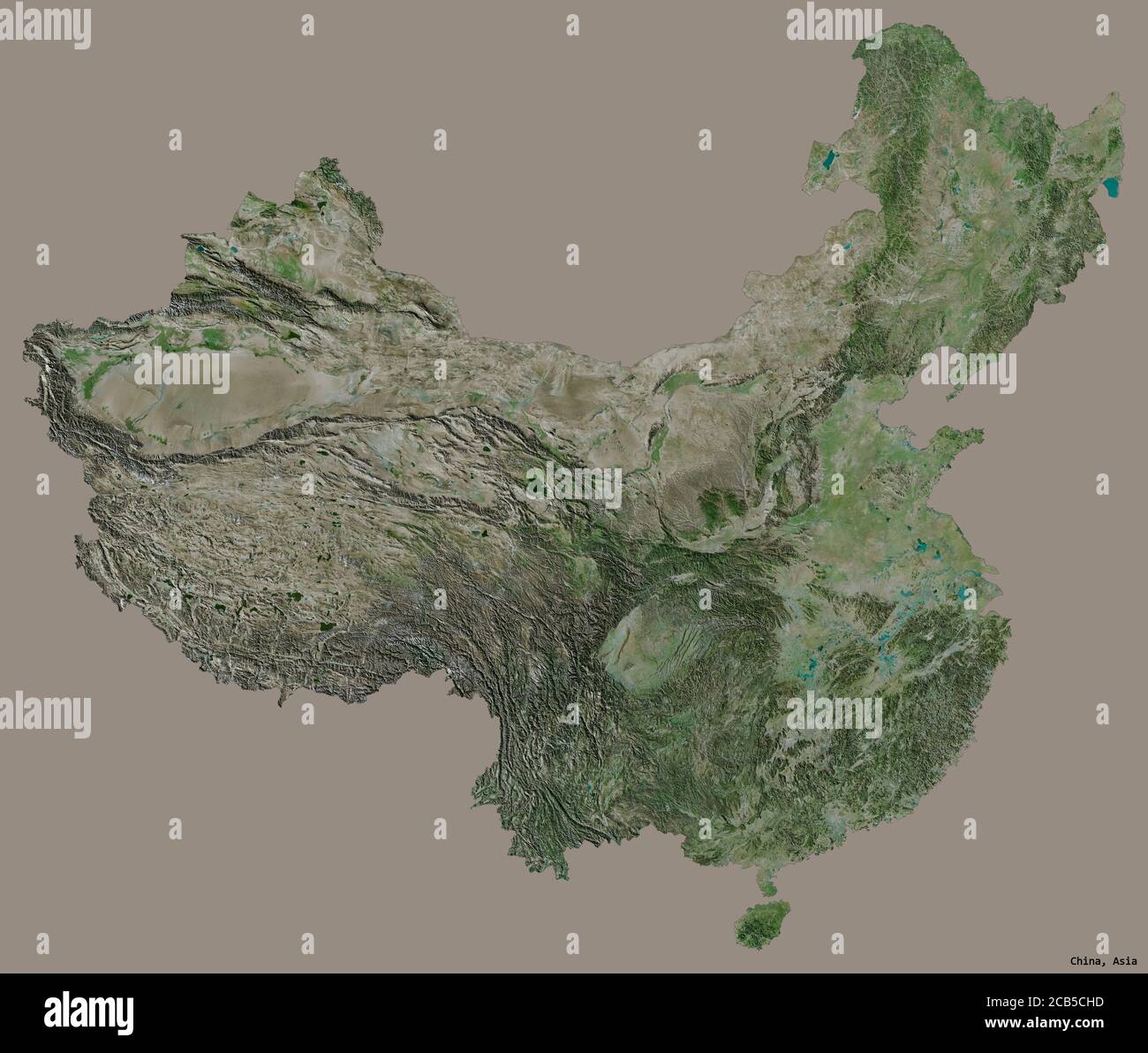 Shape of China with its capital isolated on a solid color background ...