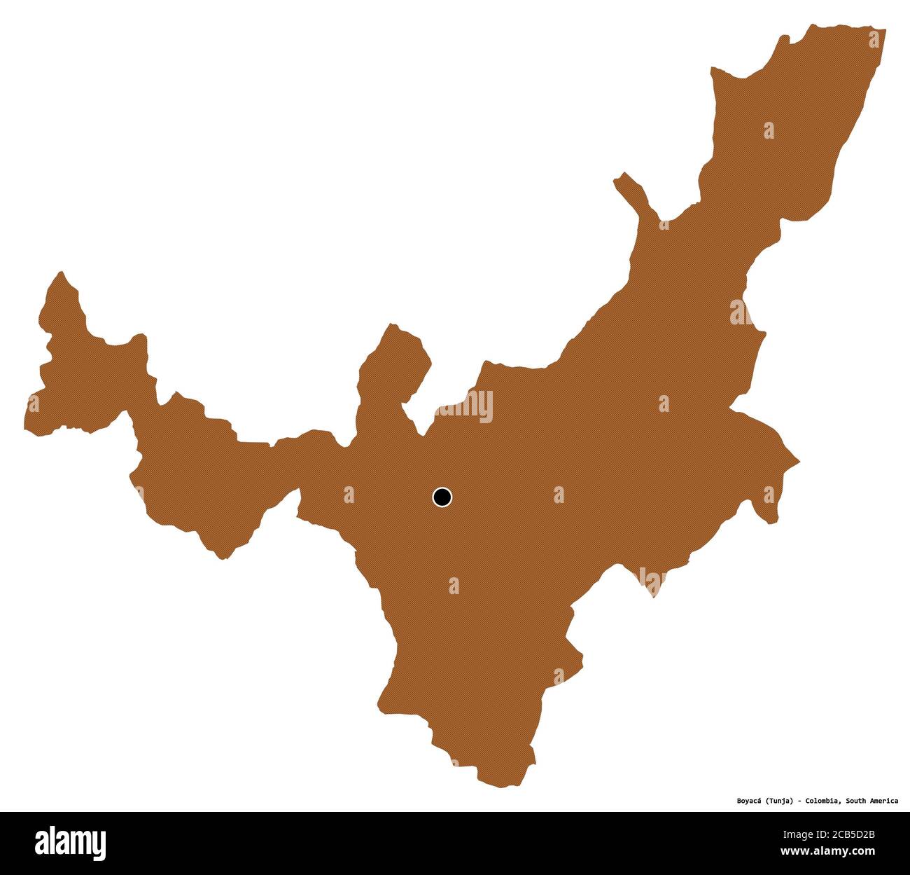 Shape of Boyacá, department of Colombia, with its capital isolated on ...