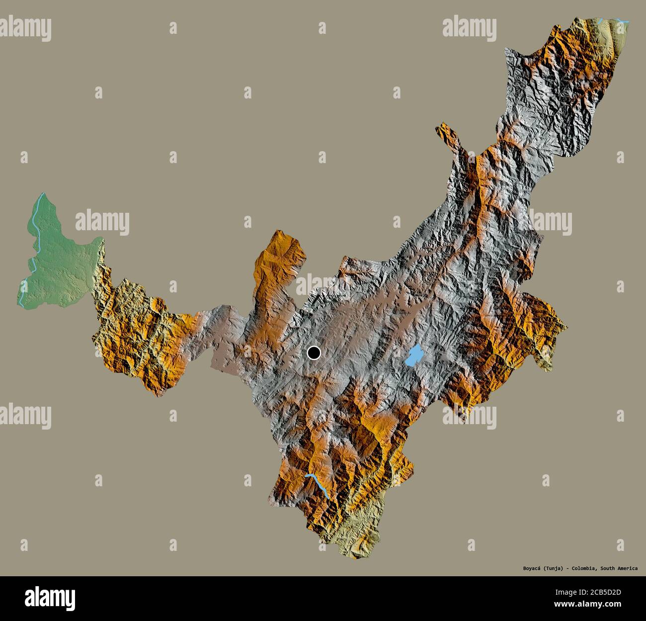 Shape of Boyacá, department of Colombia, with its capital isolated on a ...