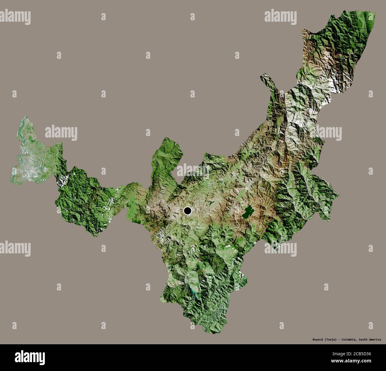 Shape of Boyacá, department of Colombia, with its capital isolated on a ...
