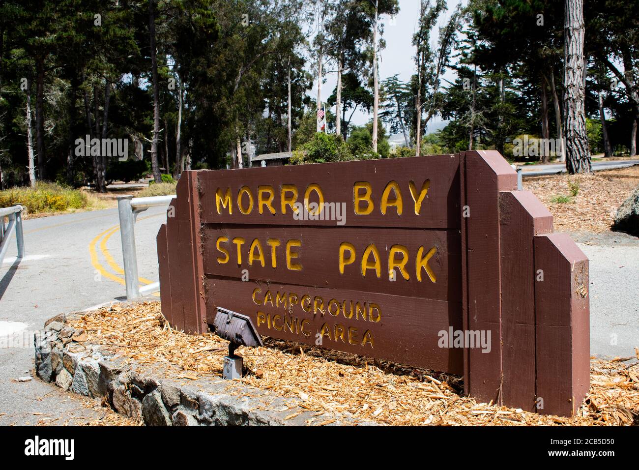 Entrance sign to Morro Bay State Park Campground, California Stock ...