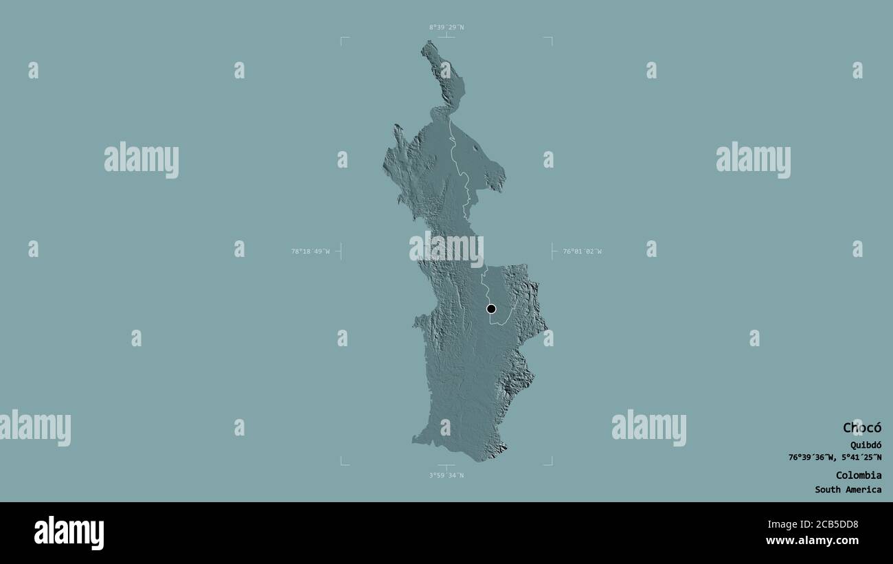 Area of Chocó, department of Colombia, isolated on a solid background ...