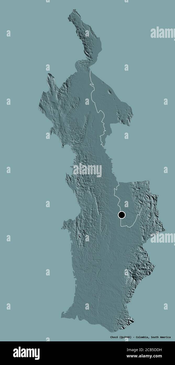 Shape of Chocó, department of Colombia, with its capital isolated on a ...