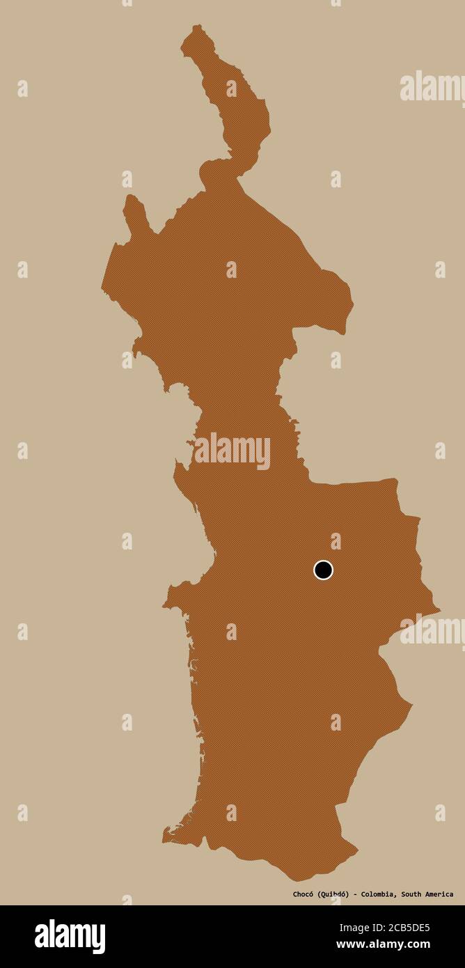 Shape of Chocó, department of Colombia, with its capital isolated on a ...