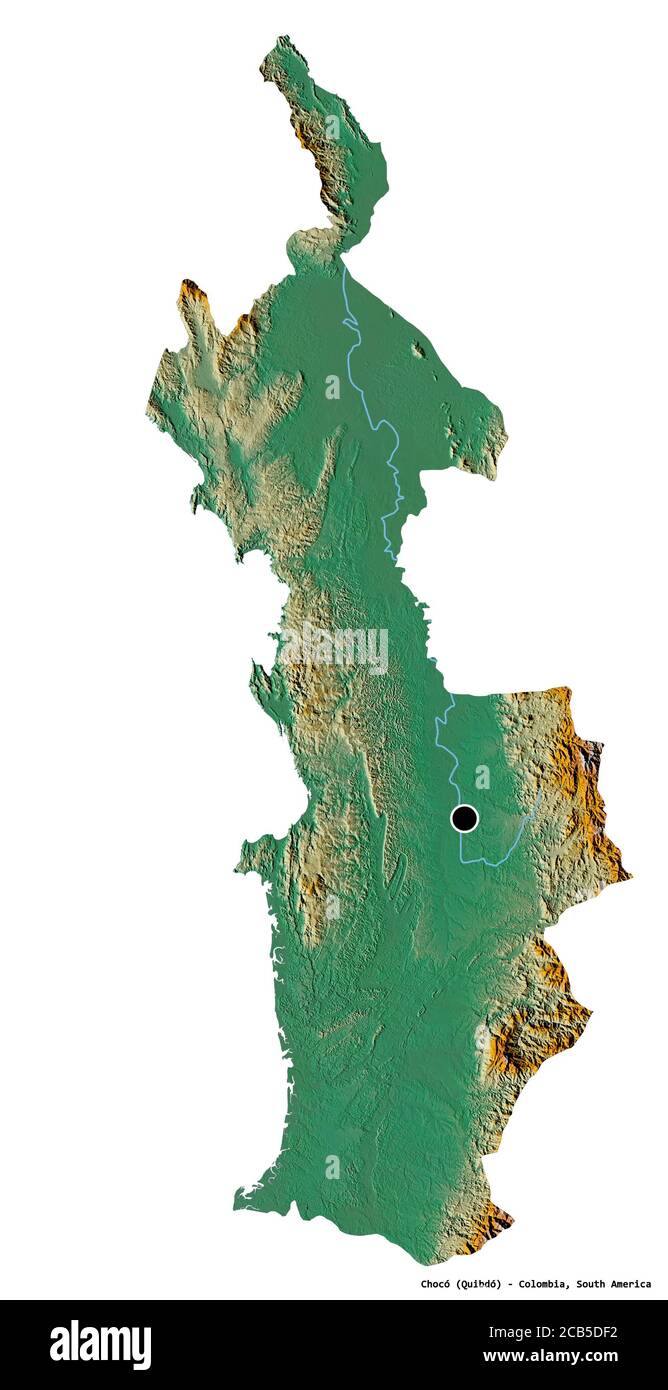 Shape of Chocó, department of Colombia, with its capital isolated on ...