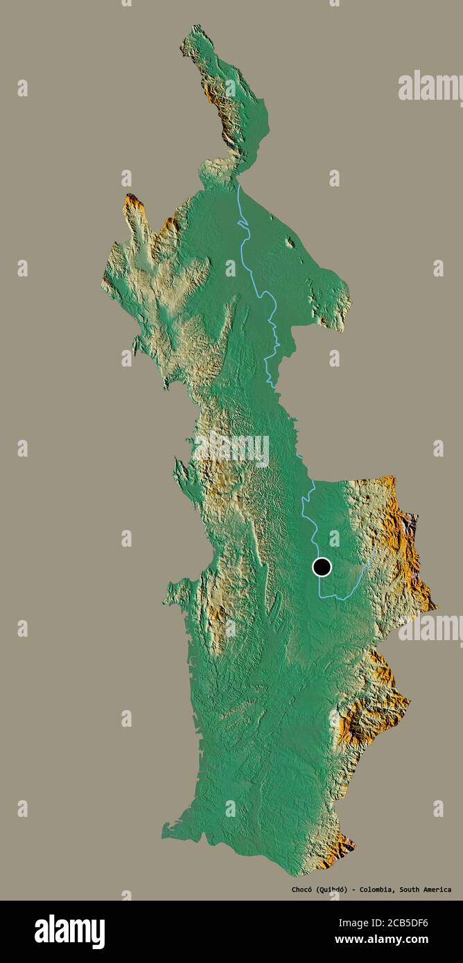 Shape of Chocó, department of Colombia, with its capital isolated on a ...