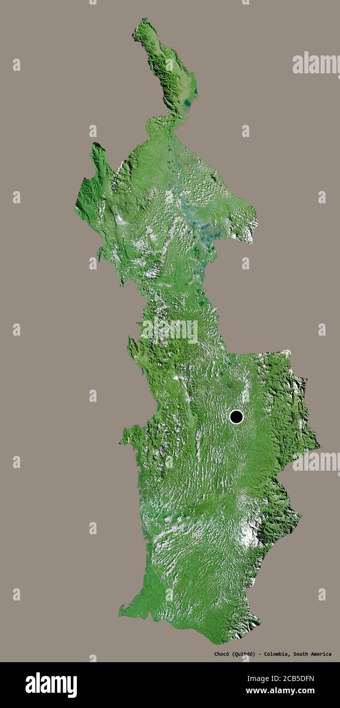 Shape of Chocó, department of Colombia, with its capital isolated on a ...