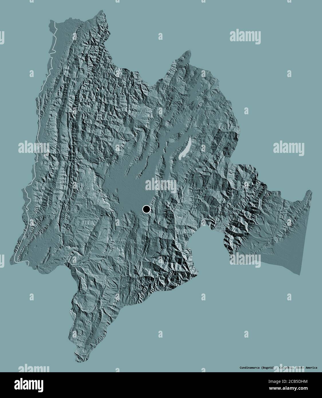 Shape of Cundinamarca, department of Colombia, with its capital ...