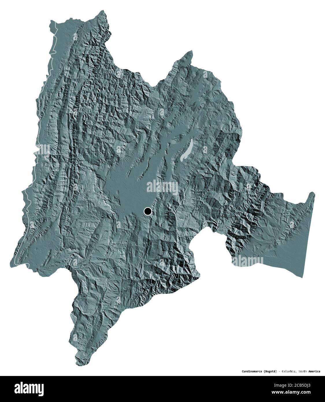 Shape of Cundinamarca, department of Colombia, with its capital ...
