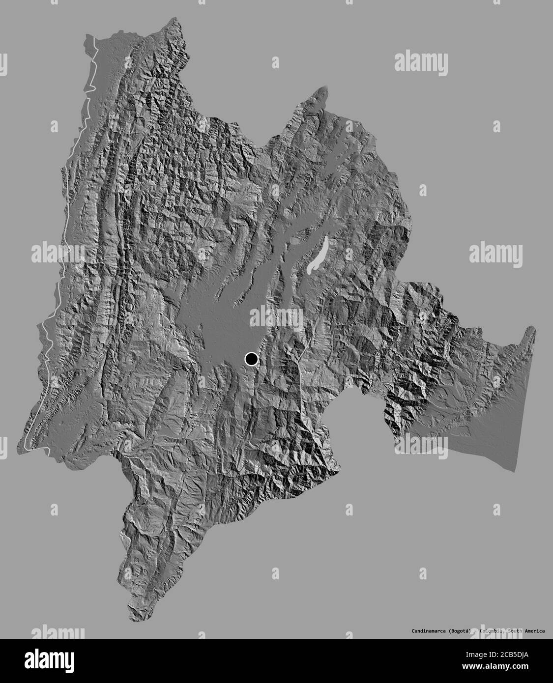 Shape of Cundinamarca, department of Colombia, with its capital ...