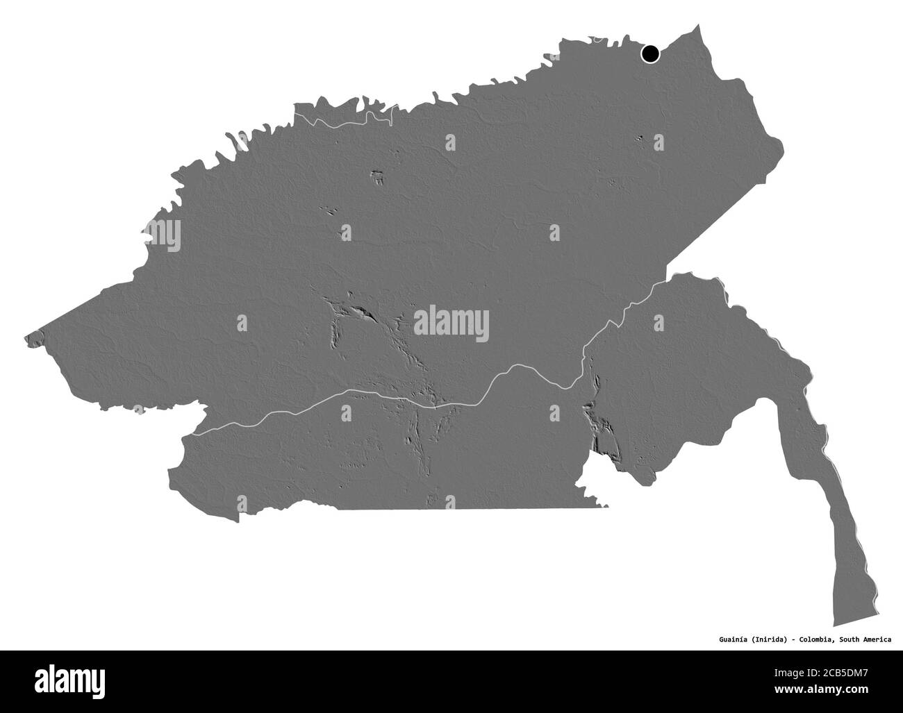 Shape of Guainía, commissiary of Colombia, with its capital isolated on ...