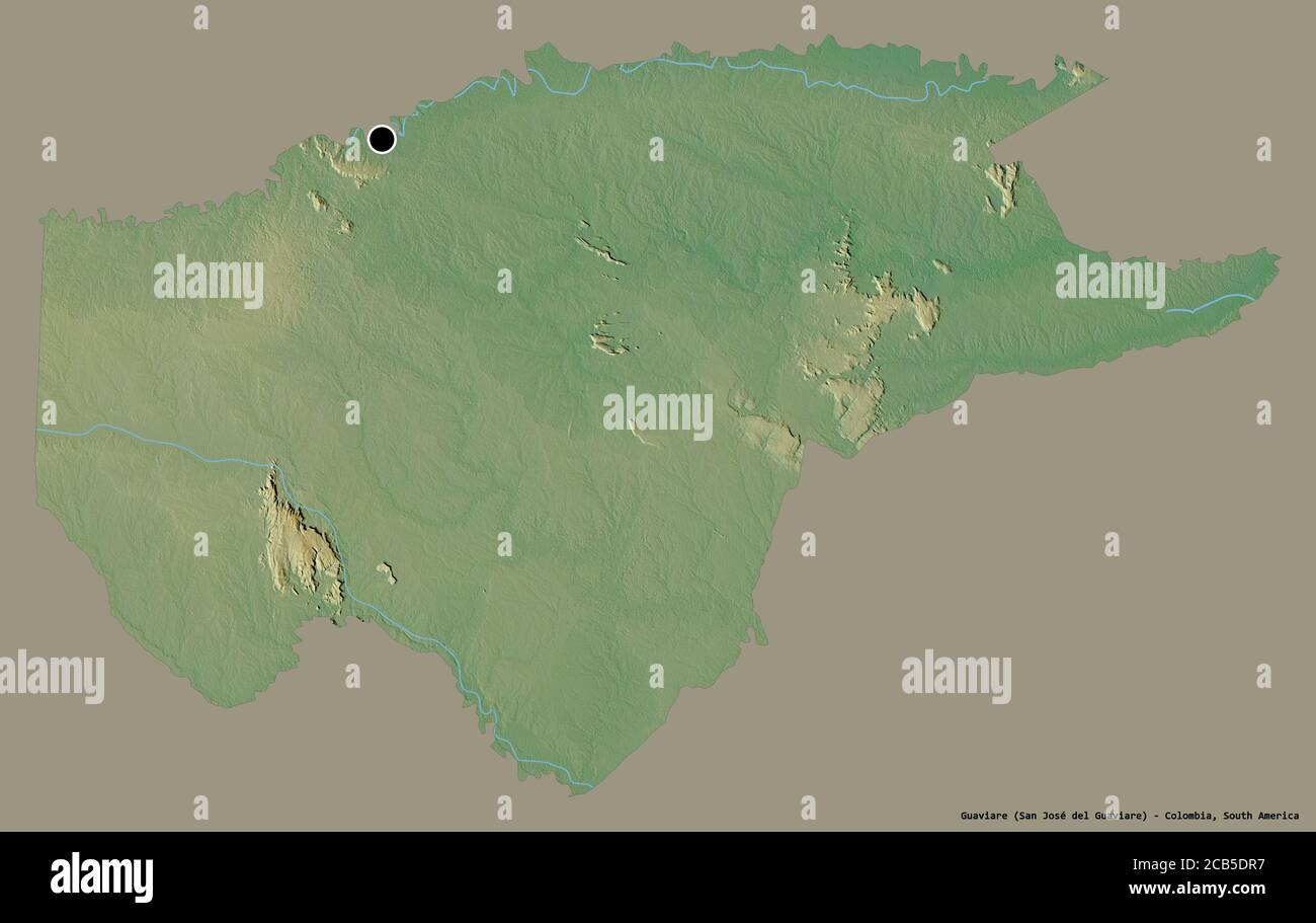 Shape of Guaviare, commissiary of Colombia, with its capital isolated ...