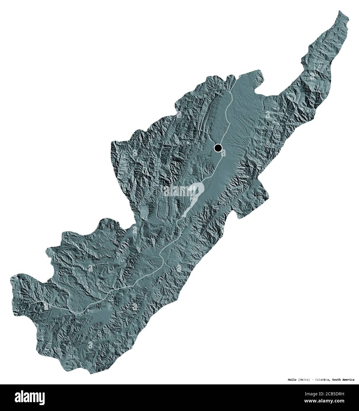 Shape of Huila, department of Colombia, with its capital isolated on ...