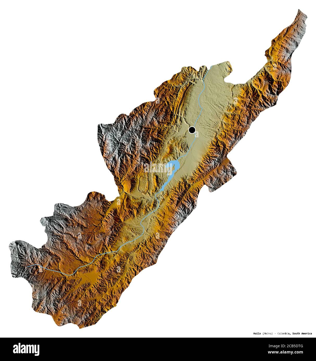 Shape of Huila, department of Colombia, with its capital isolated on ...