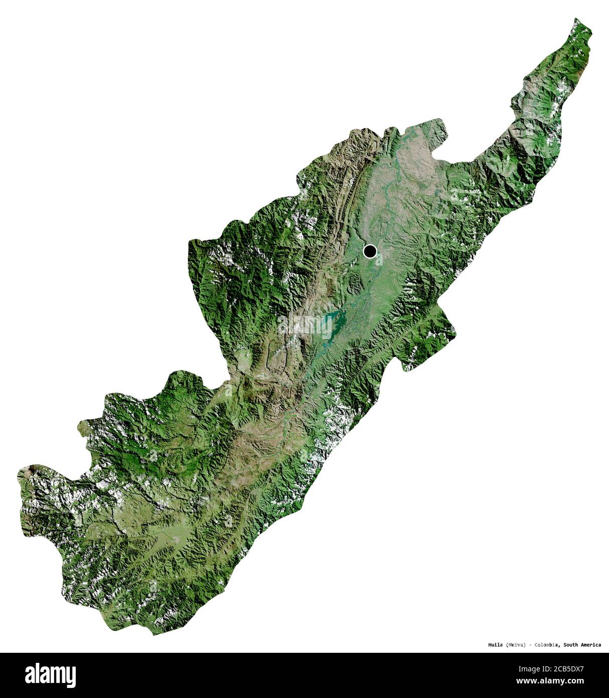 Shape of Huila, department of Colombia, with its capital isolated on ...
