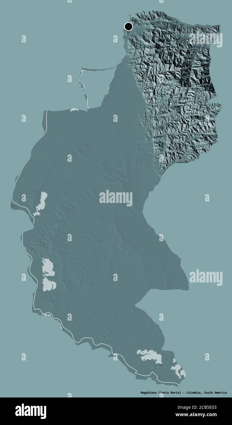 Shape of Magdalena, department of Colombia, with its capital isolated ...