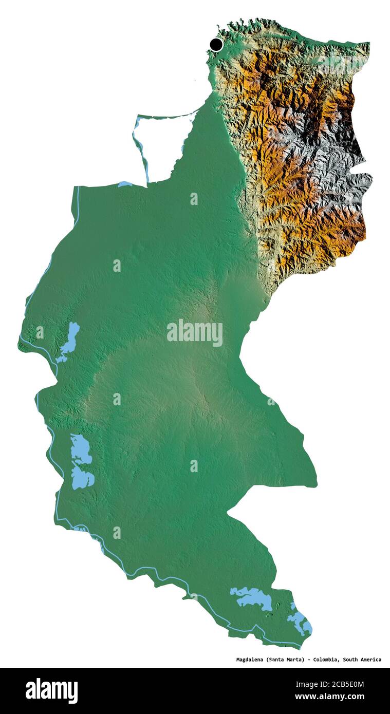Shape of Magdalena, department of Colombia, with its capital isolated ...