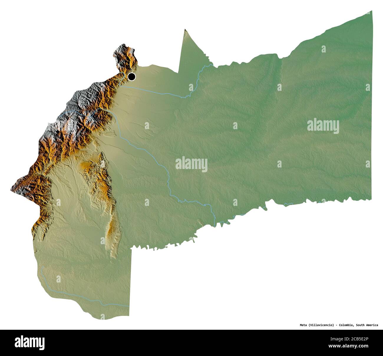 Shape of Meta, department of Colombia, with its capital isolated on ...