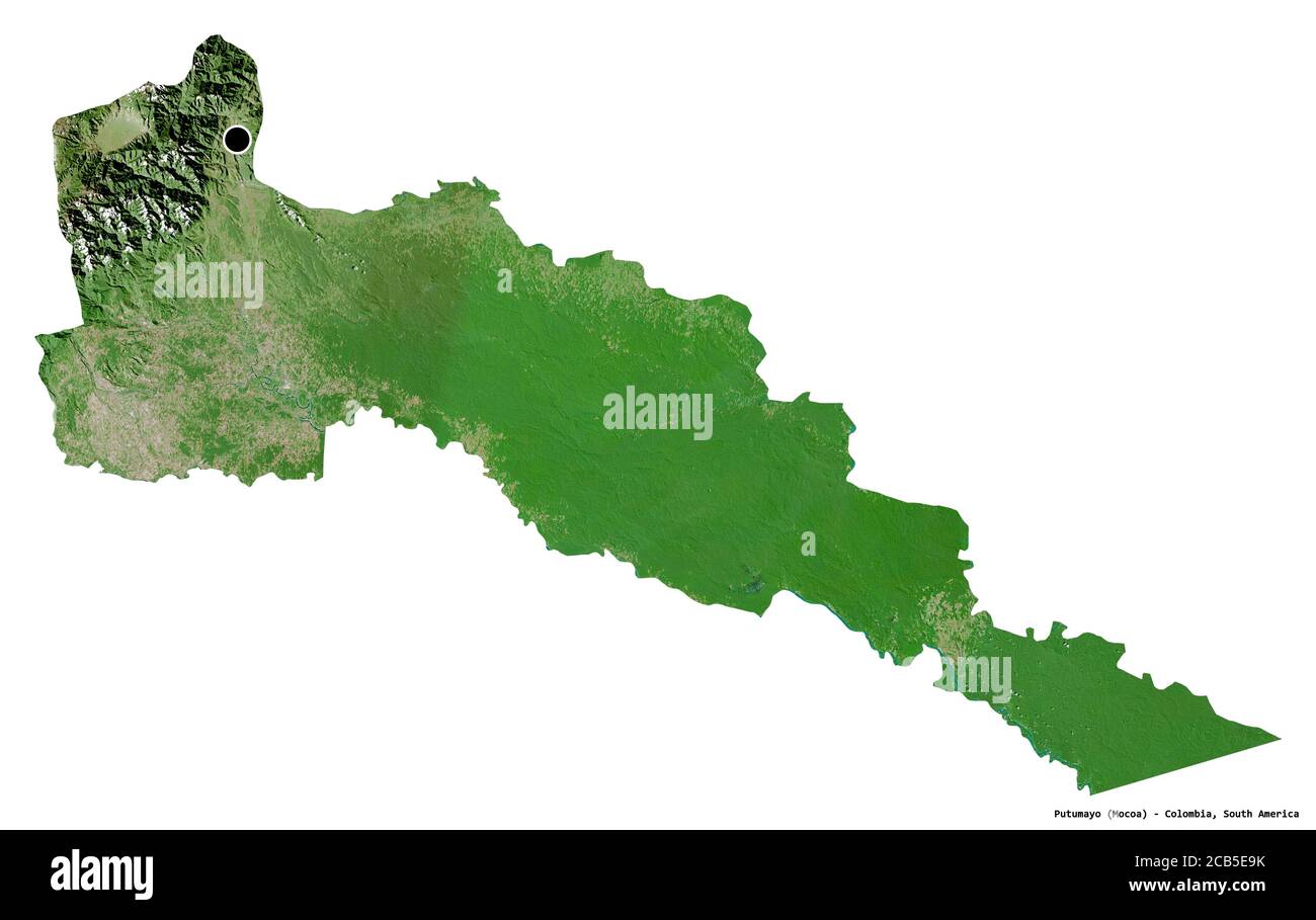 Shape of Putumayo, intendancy of Colombia, with its capital isolated on ...