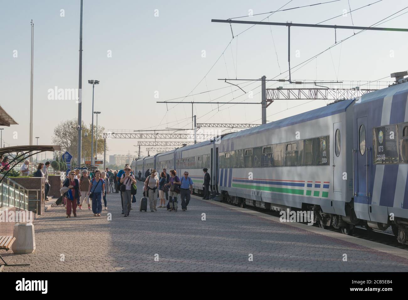 Tashkent, Uzbekistan - Passenger train at Tashkent South Railway ...