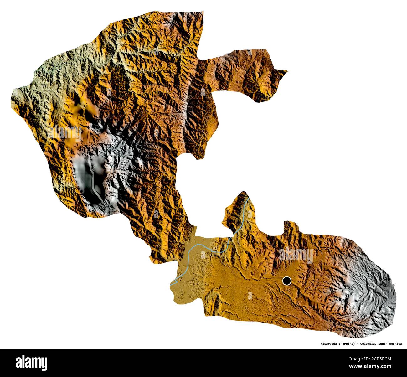 Shape of Risaralda, department of Colombia, with its capital isolated ...