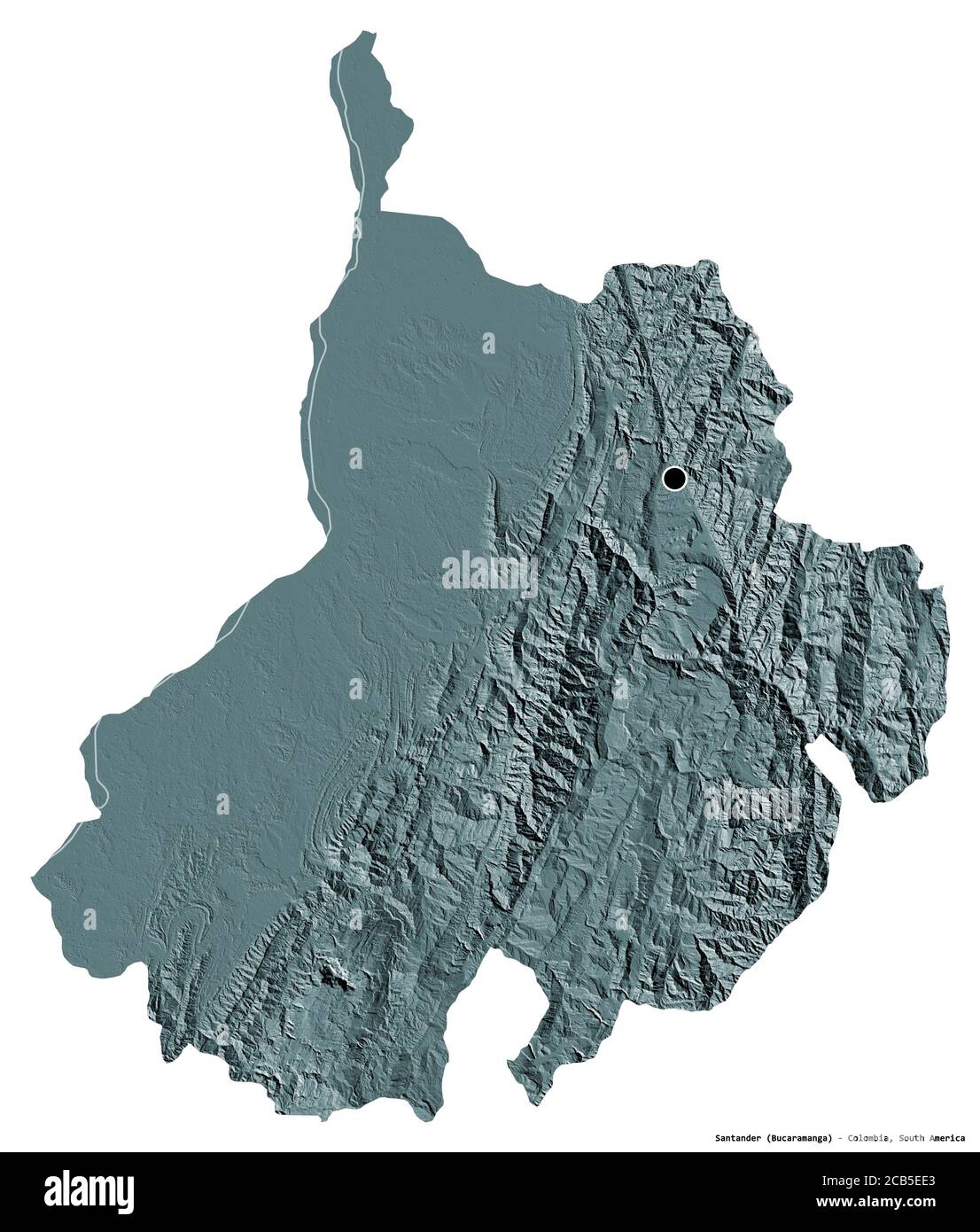 Shape of Santander, department of Colombia, with its capital isolated ...