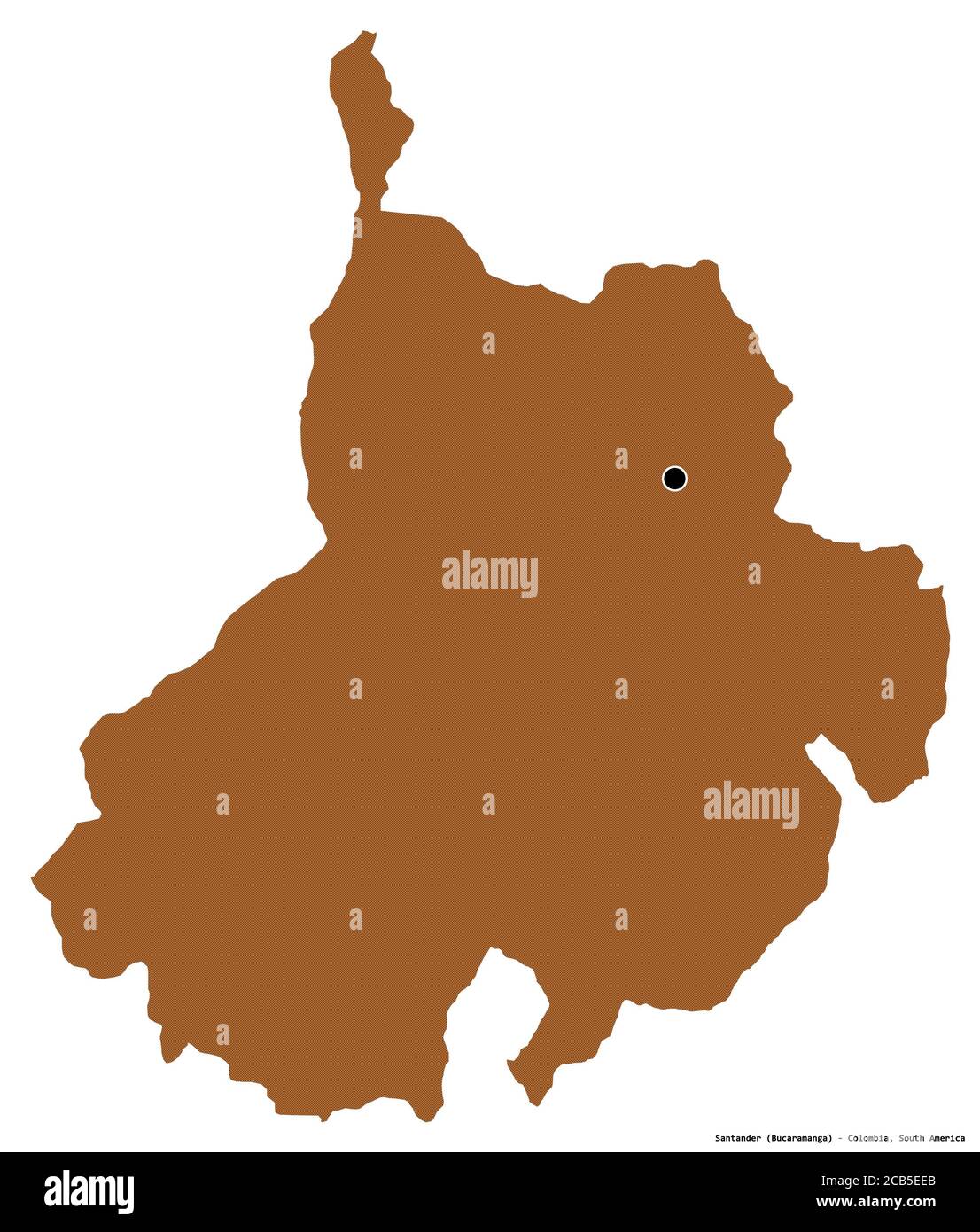 Shape of Santander, department of Colombia, with its capital isolated ...