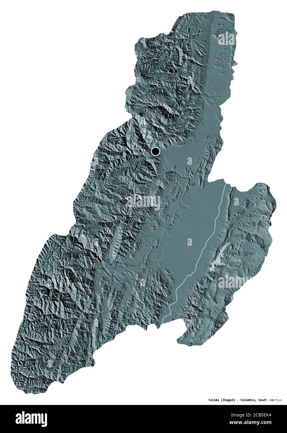 Shape of Tolima, department of Colombia, with its capital isolated on ...