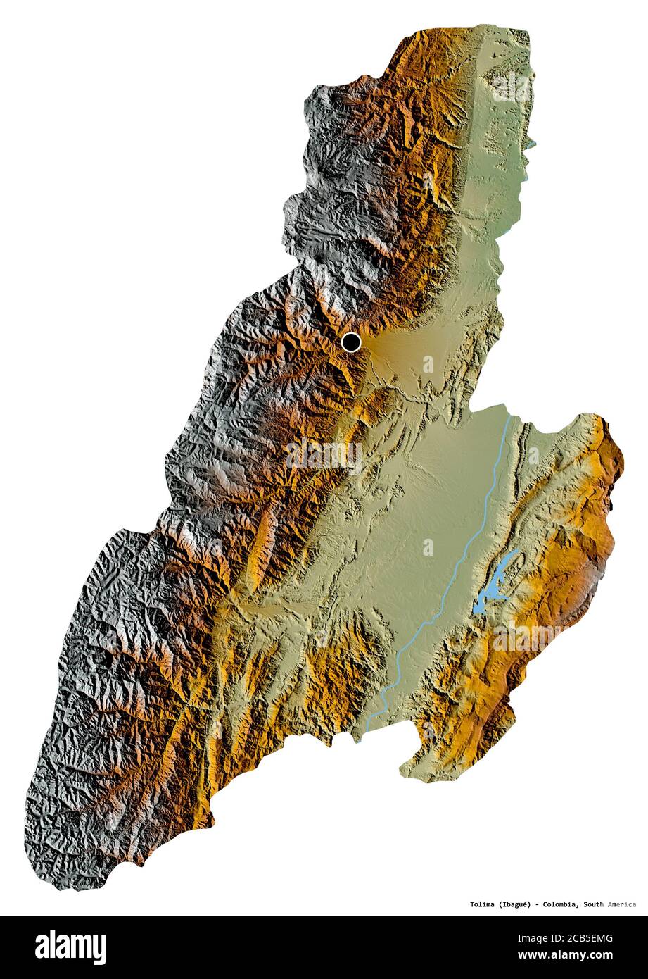 Shape of Tolima, department of Colombia, with its capital isolated on ...