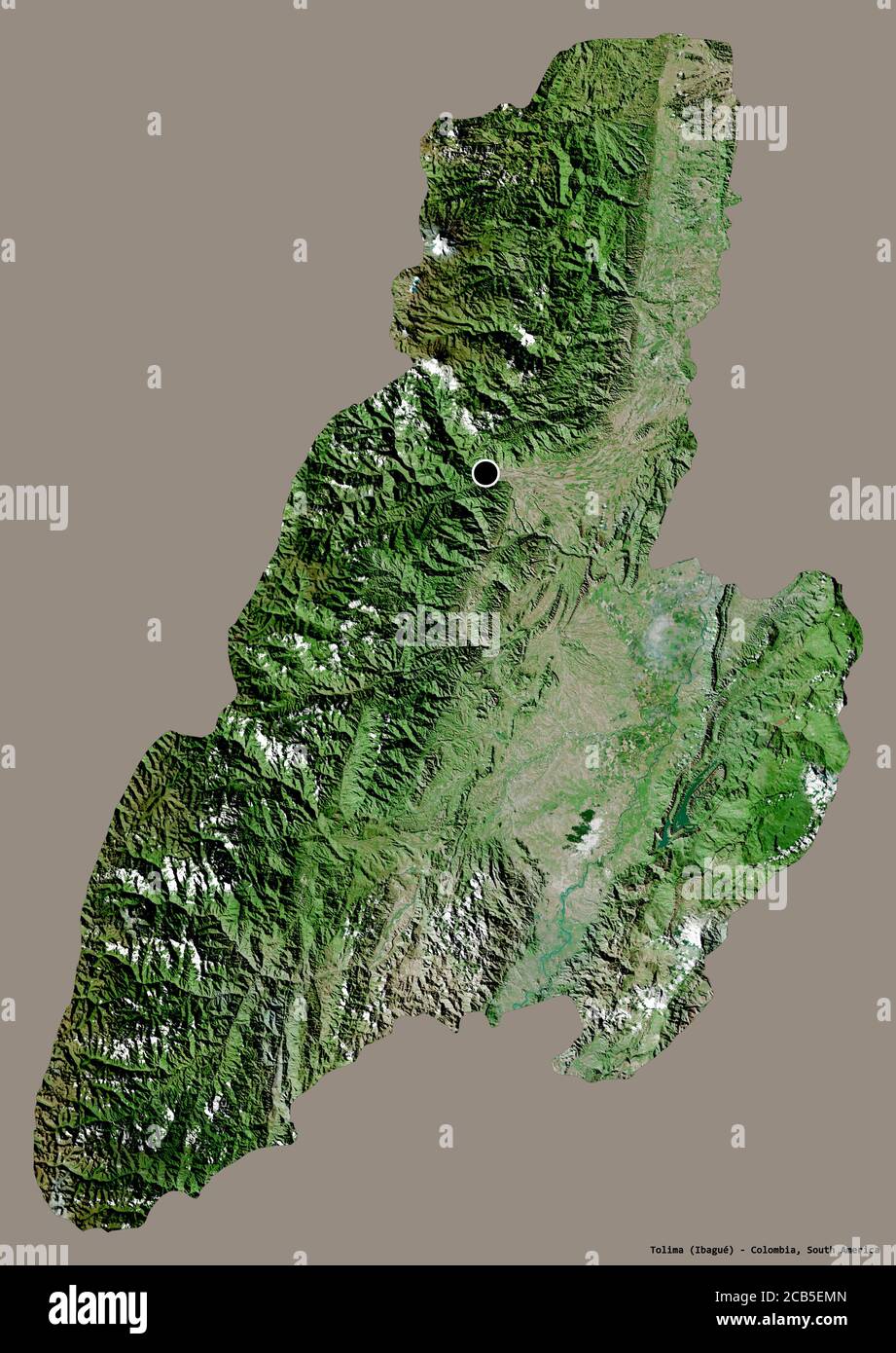 Shape of Tolima, department of Colombia, with its capital isolated on a ...