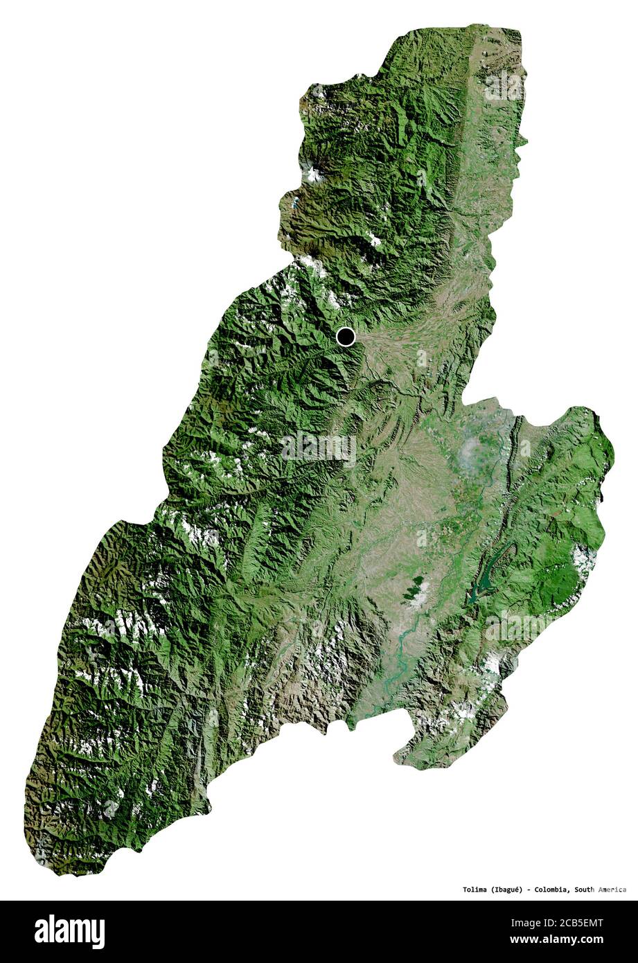 Shape of Tolima, department of Colombia, with its capital isolated on ...