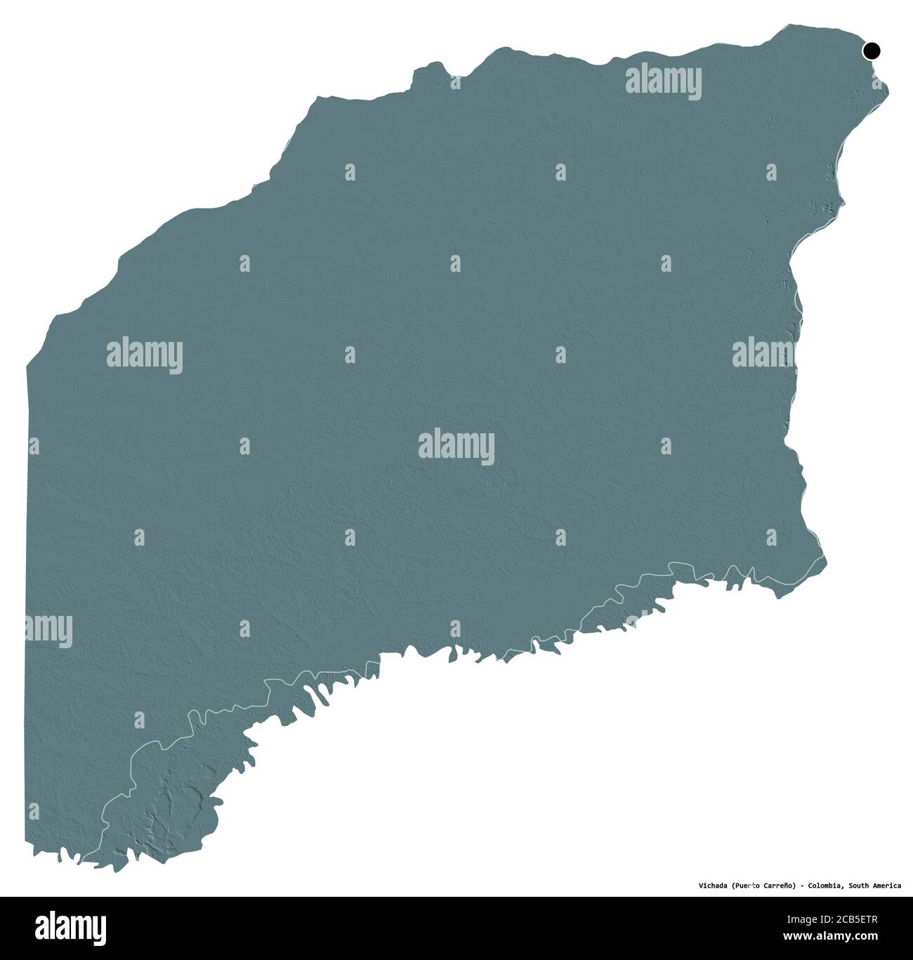 Shape of Vichada, commissiary of Colombia, with its capital isolated on ...