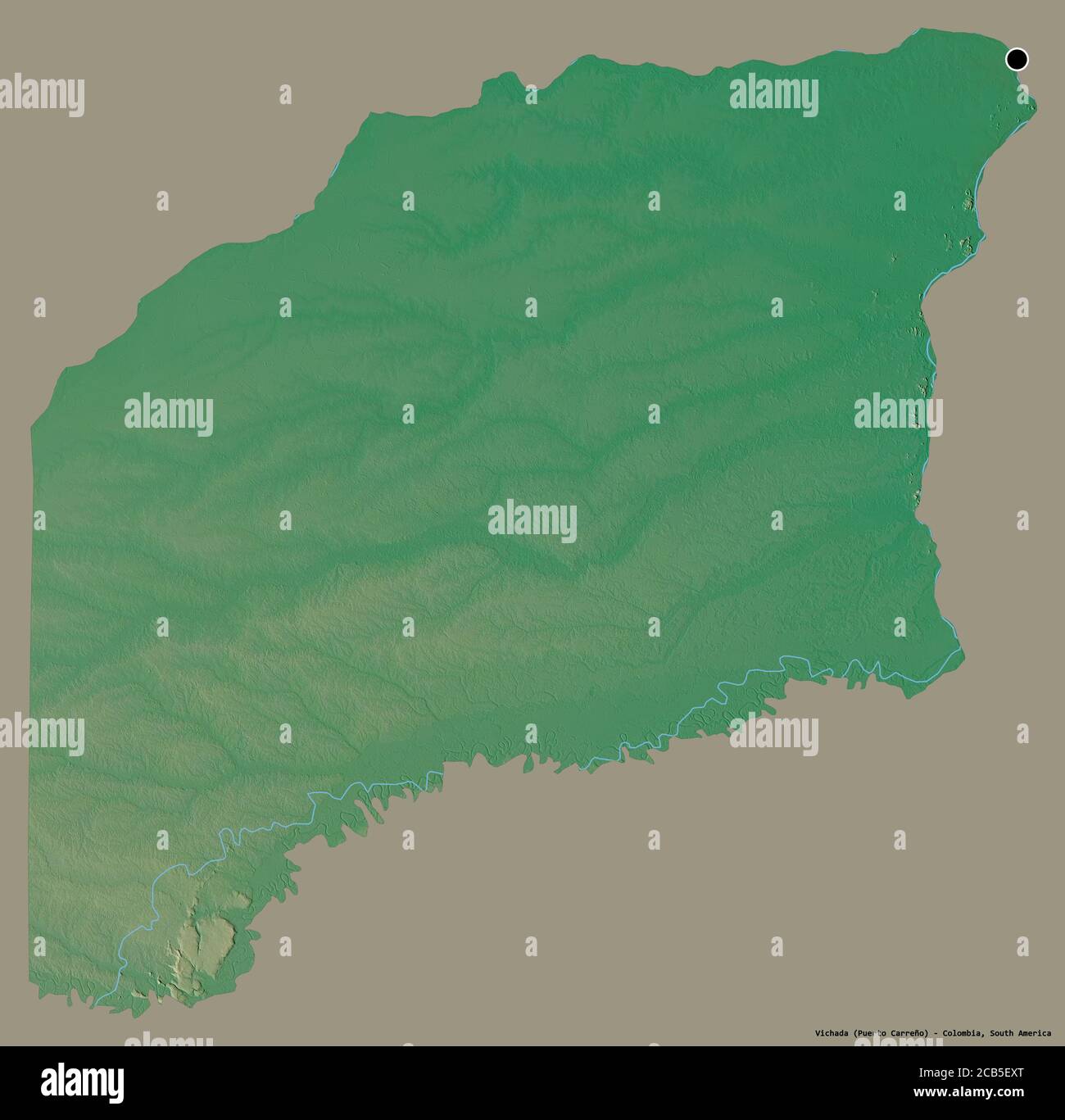 Shape of Vichada, commissiary of Colombia, with its capital isolated on ...
