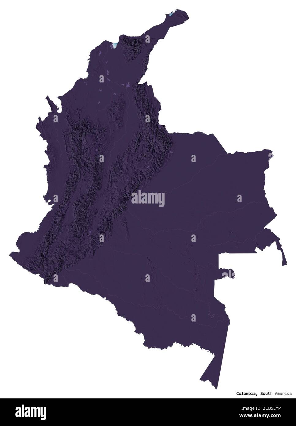 Shape of Colombia with its capital isolated on white background ...