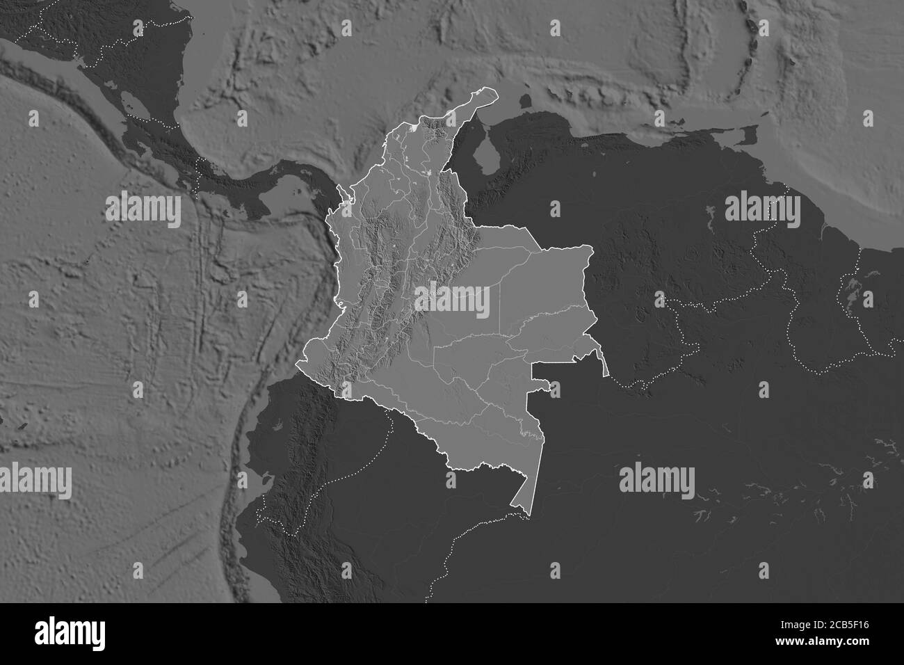 Shape of Colombia separated by the desaturation of neighboring areas ...