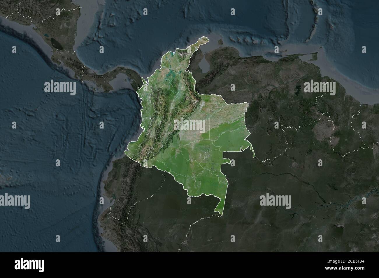 Shape of Colombia separated by the desaturation of neighboring areas ...