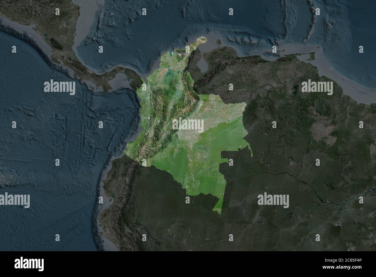 Shape of Colombia separated by the desaturation of neighboring areas ...