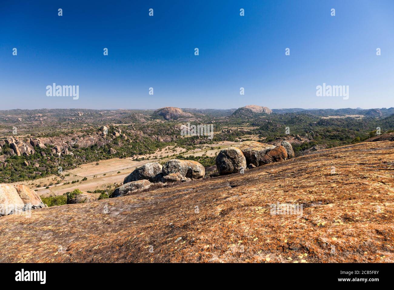 Matobo hills, dramatic natural rock formations, from hilltop of ...