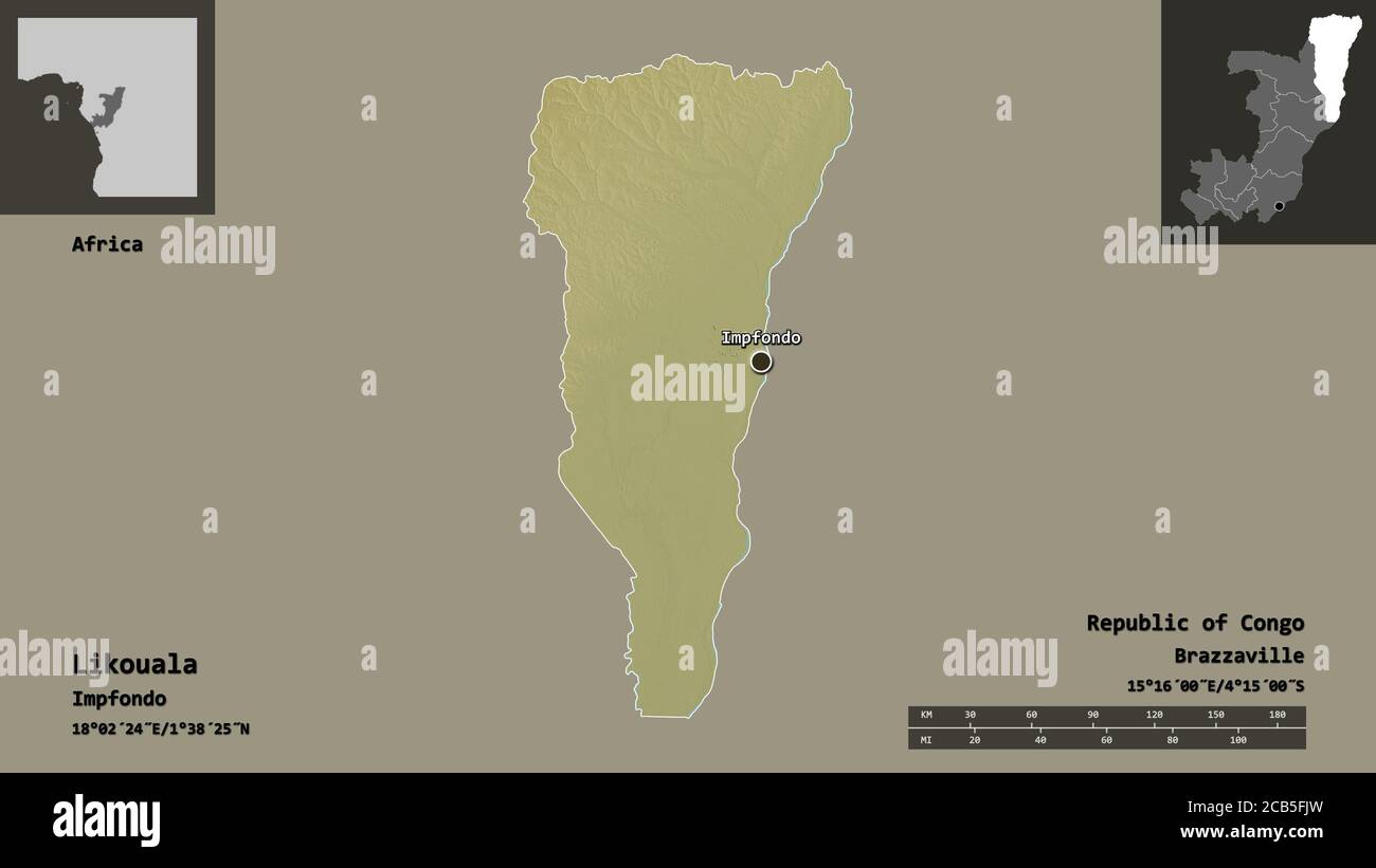 Shape of Likouala, region of Republic of Congo, and its capital ...
