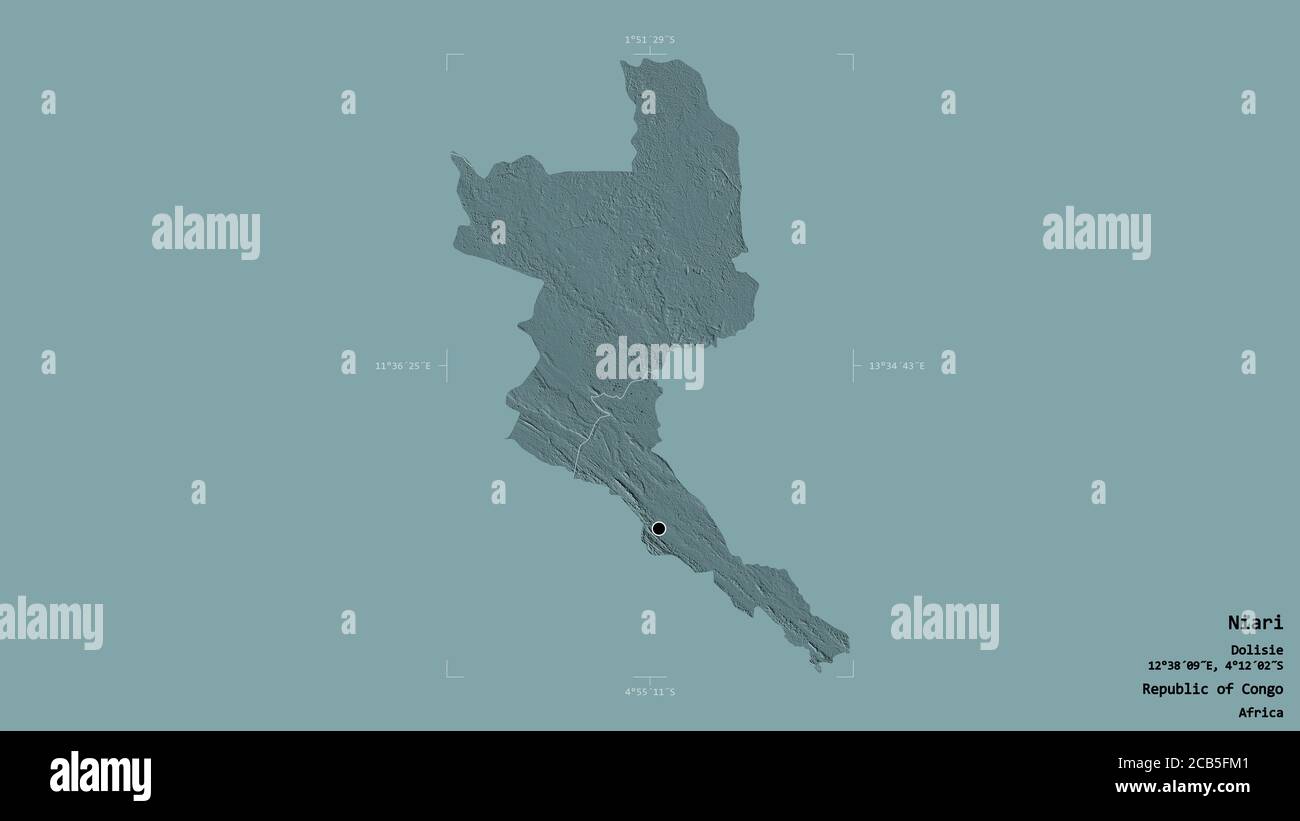 Area of Niari, region of Republic of Congo, isolated on a solid ...